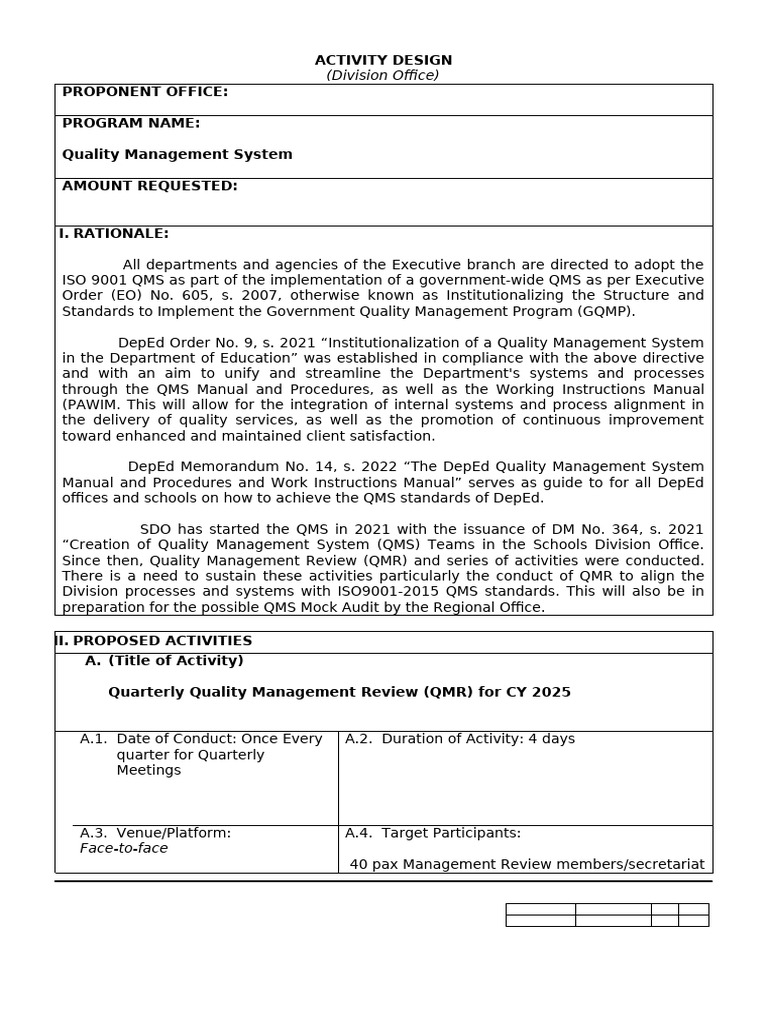 SW - Quality Management Review L&D | PDF