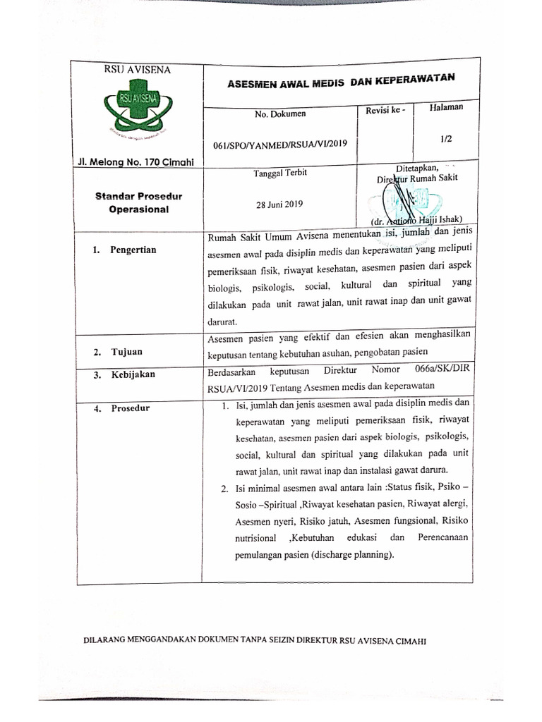 spo asesmen awal | PDF
