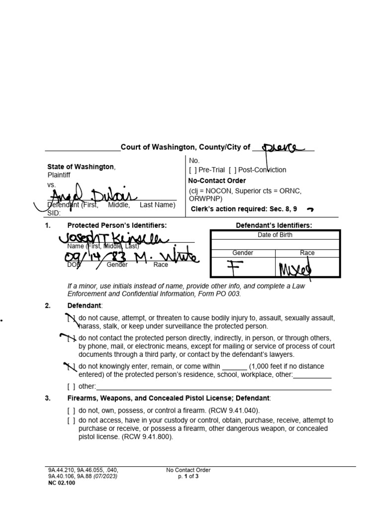 NC 02.0100 No Contact Order - 2023 - 07 | PDF