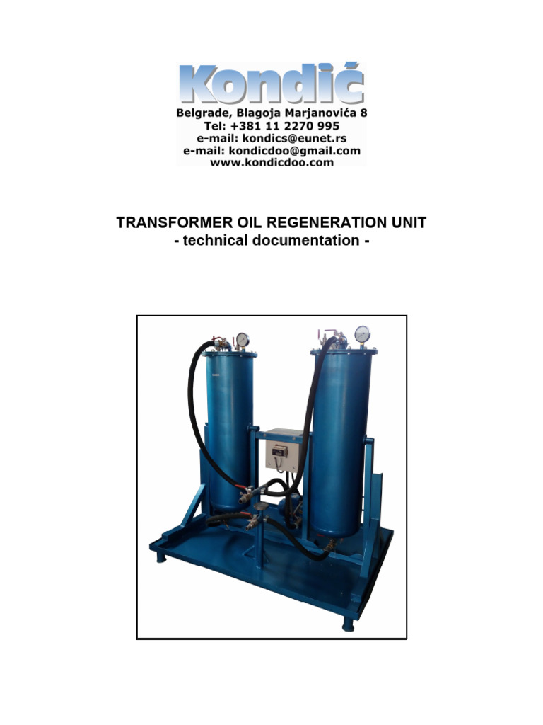 Transformer Oil Regeneration Unit | PDF