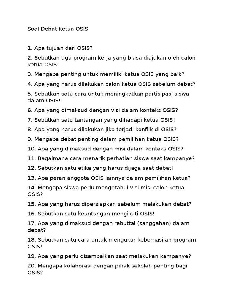 Soal Debat Osis | PDF