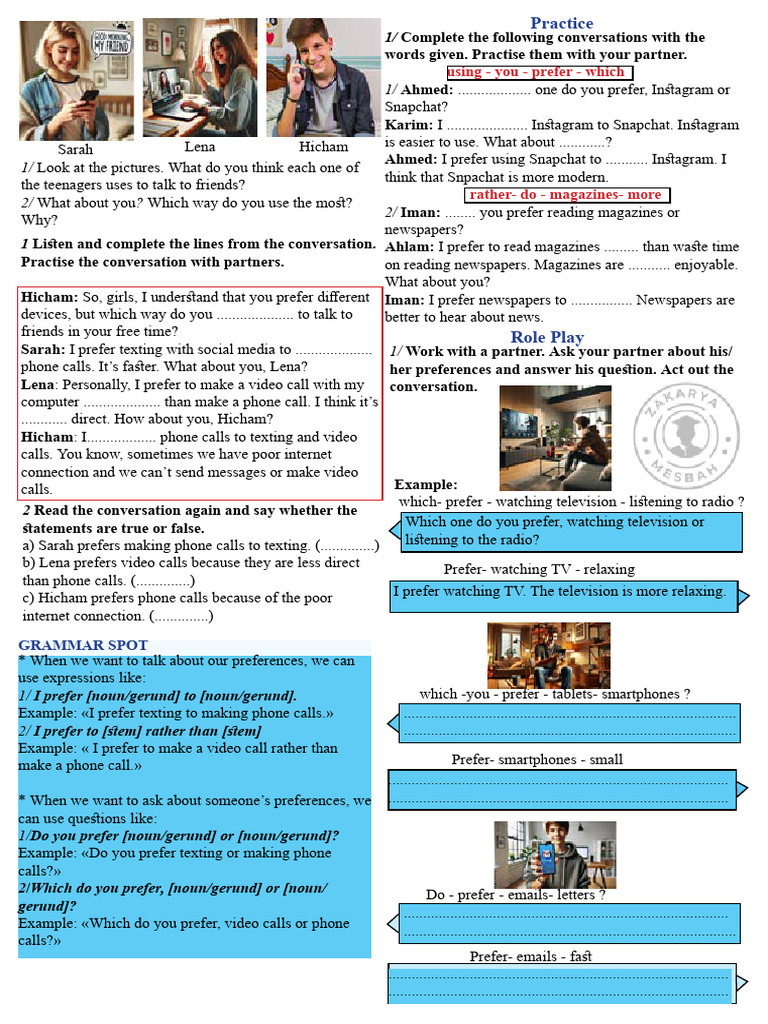 Expressing Preferences in Conversations | PDF | Text Messaging | Games ...