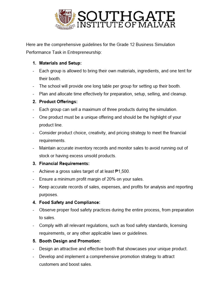 Entrep Guidelines | PDF