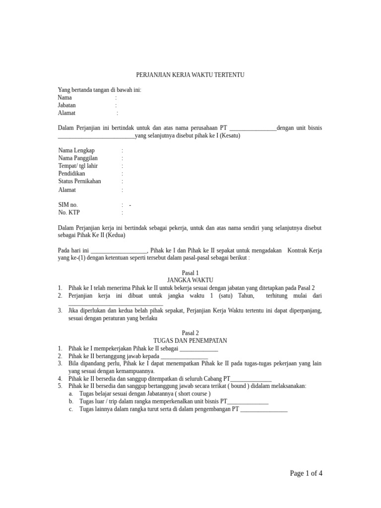 002 Template PKWT | PDF