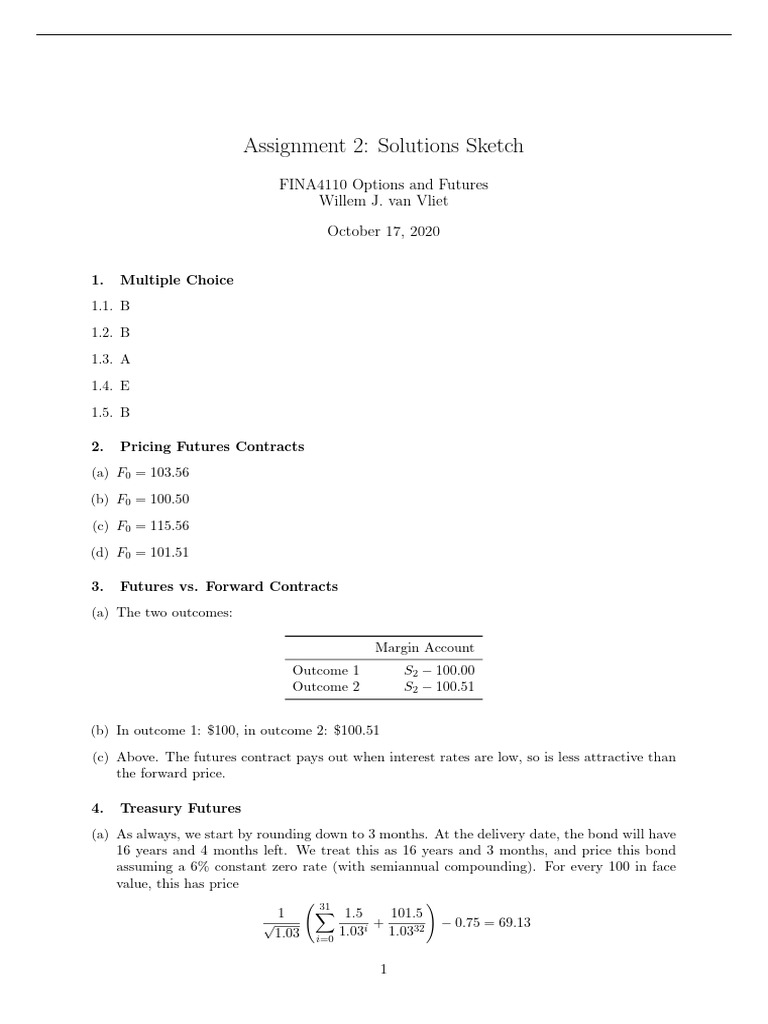 FINA4110 Assignment 2 Solutions Sketch 1 PDF | PDF