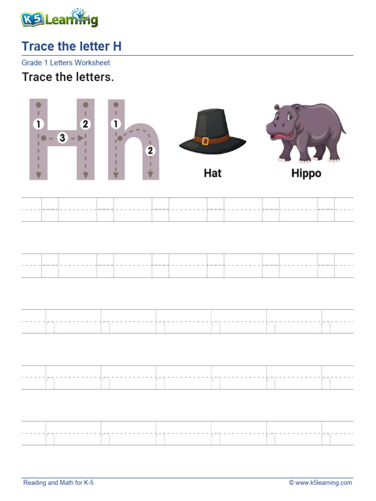 Grade 1 Trace Letter H | PDF