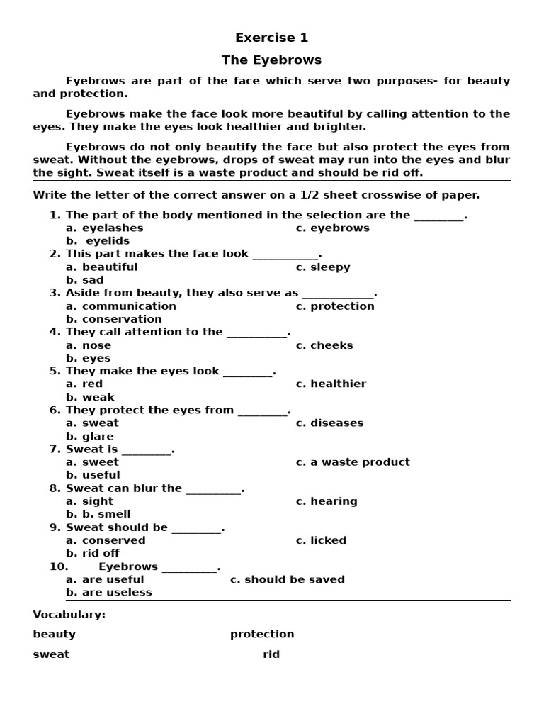 Exercise 1 - The Eyebrows | PDF