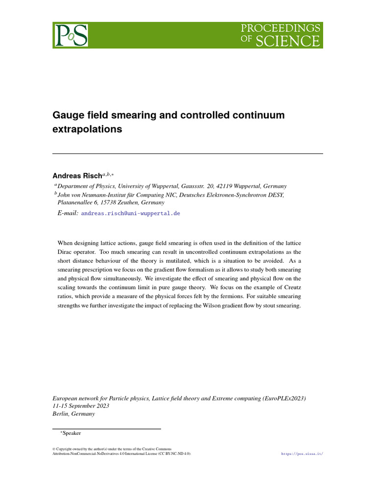 Gauge Field Smearing and Controlled Continuum | PDF | Gauge Theory ...
