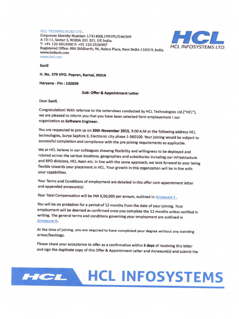 APPOINTMENT LETTER | PDF