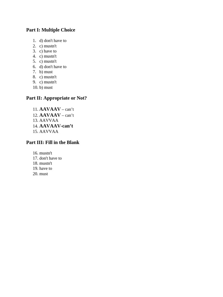 Key to Correction_summative Modals | PDF