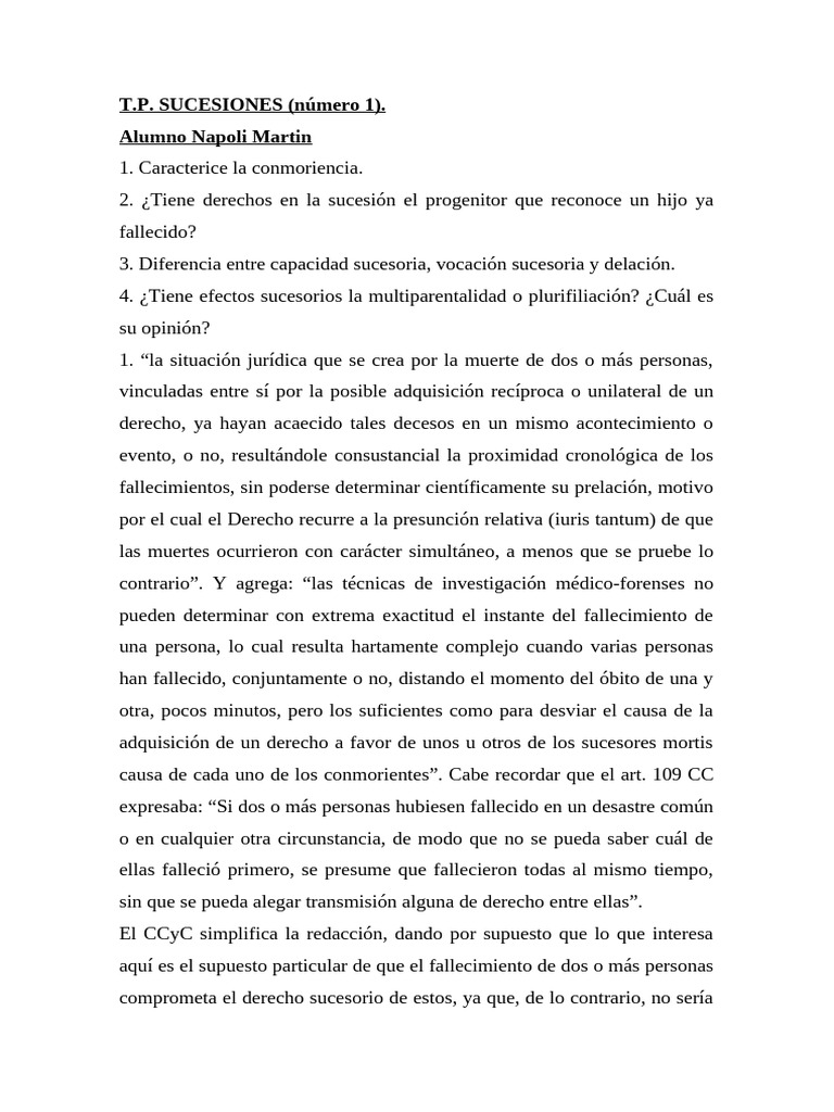 Conmoriencia y Derechos Sucesorios | PDF | Herencia | Justicia