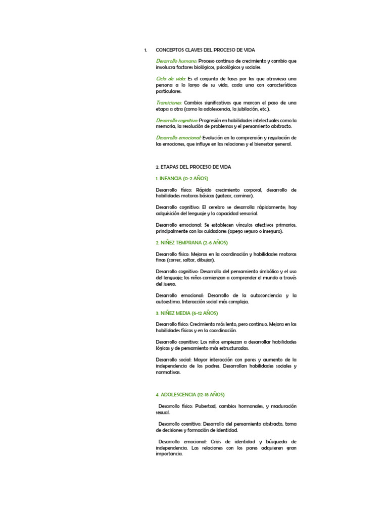 Conceptos Claves Del Proceso de Vida | PDF