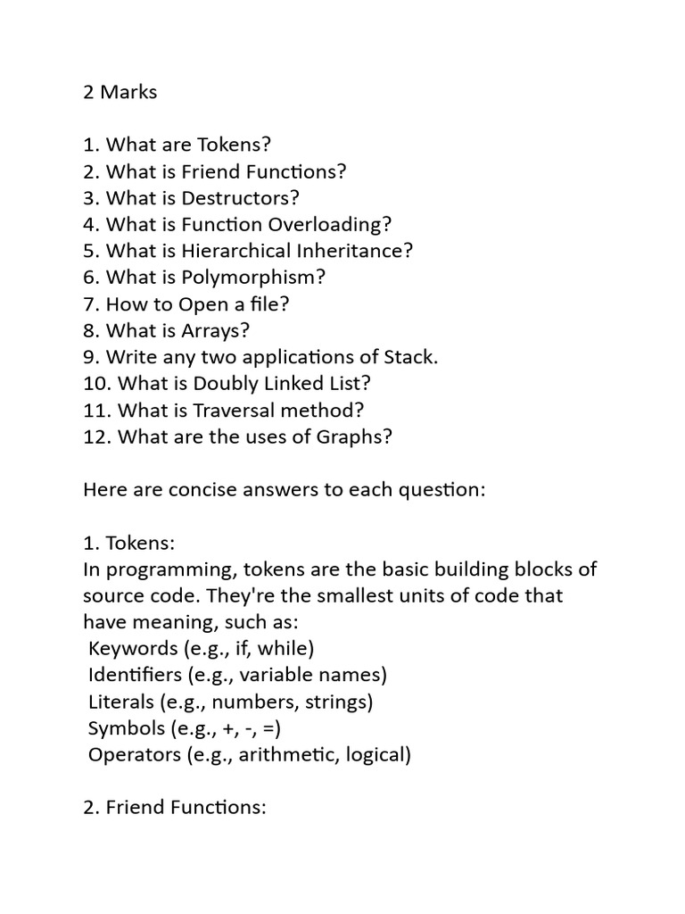 C++ & DS 2marks | PDF