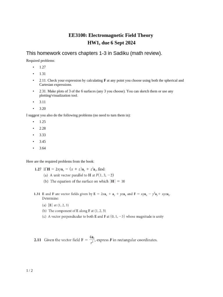 Ee3100 HW1 | PDF