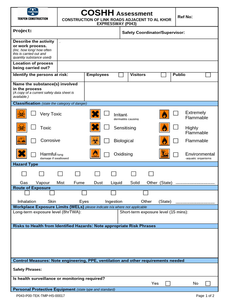 COSHH Assessment LRP | PDF