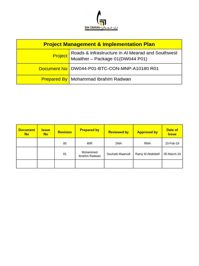 DW044-P01-BTC-CON-MNP-A10180 R01 Project Management Implementation Plan ...