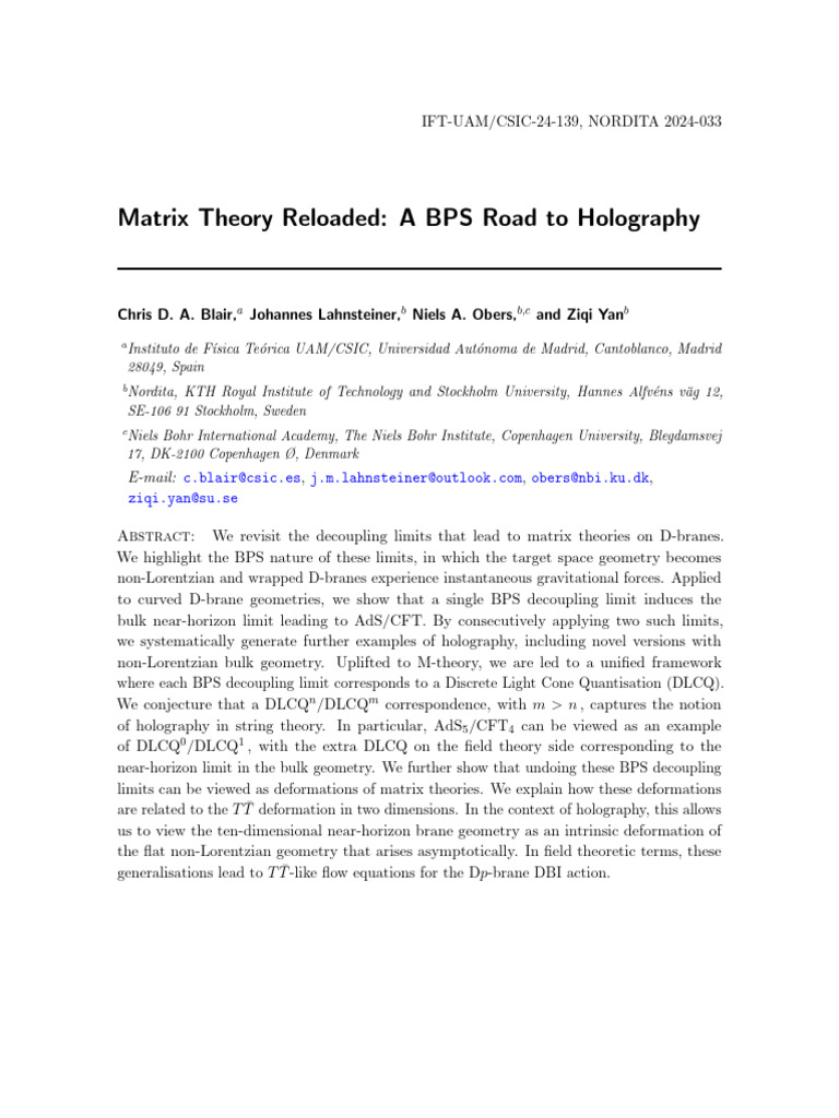 Matrix Theory Reloaded | PDF | String Theory | Science & Mathematics