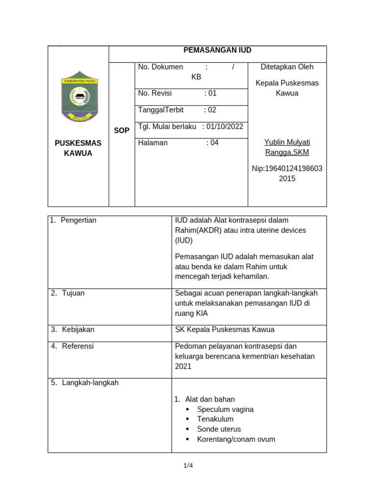 Sop Iud | PDF