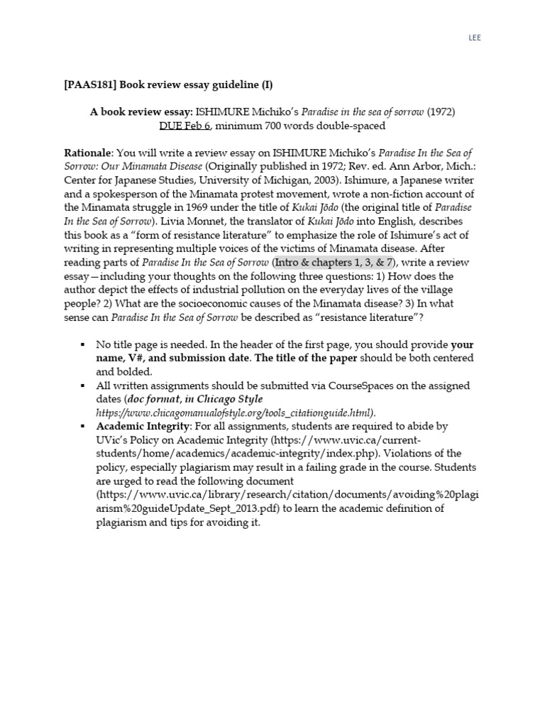 181 - Review Essay Instruction | PDF