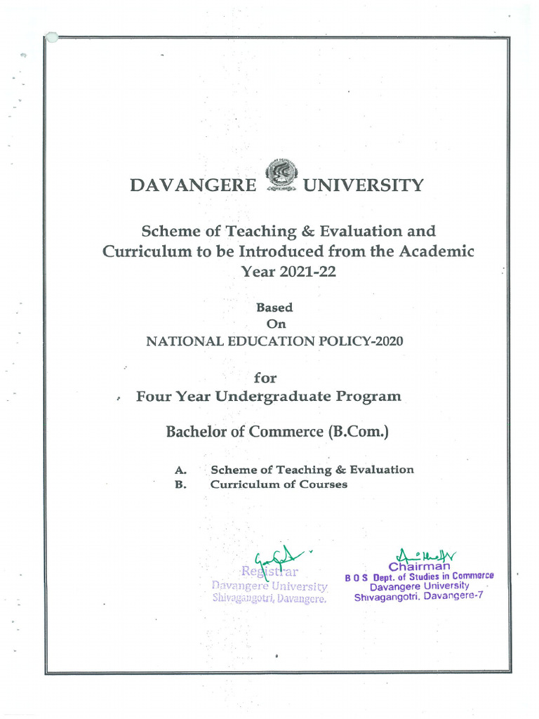 B Com Syllabus 2022 | PDF