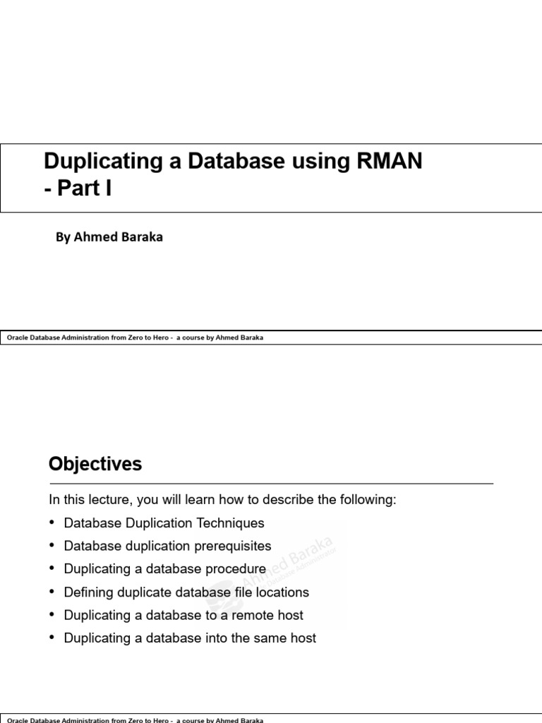 Duplicating a Database using RMAN - Part I | PDF Duplicating a Database using RMAN - Part I | PDF