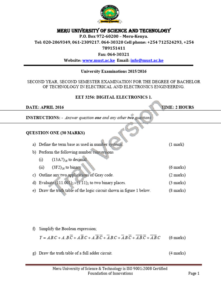 Eet 3256 Digital Electronics 1 | PDF