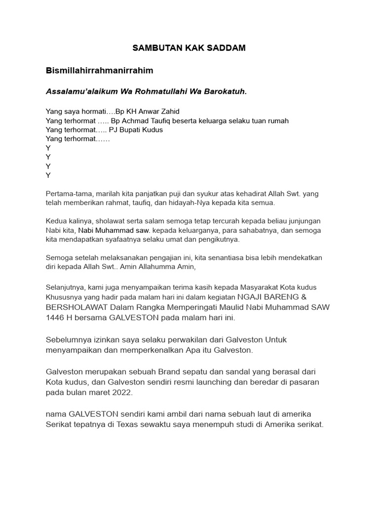 Sambutan Kak Saddam | PDF