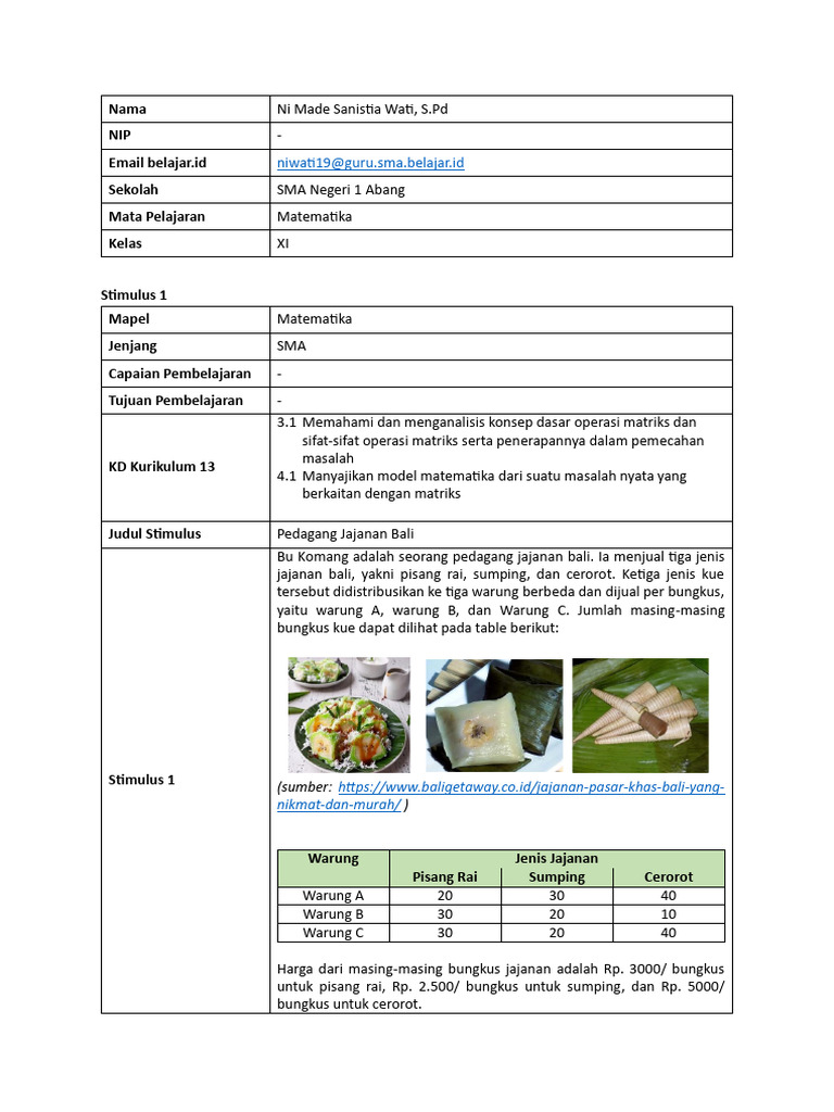 Soal AKM - Ni Made Sanistia Wati - SMAN 1 Abang | PDF