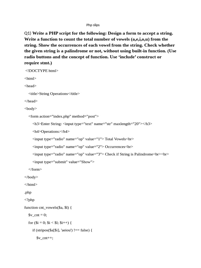 PHP Slips | PDF
