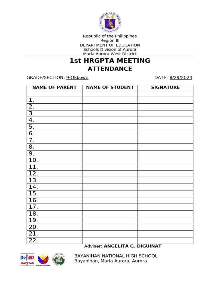 Attendance of Hrpta Meeting | PDF