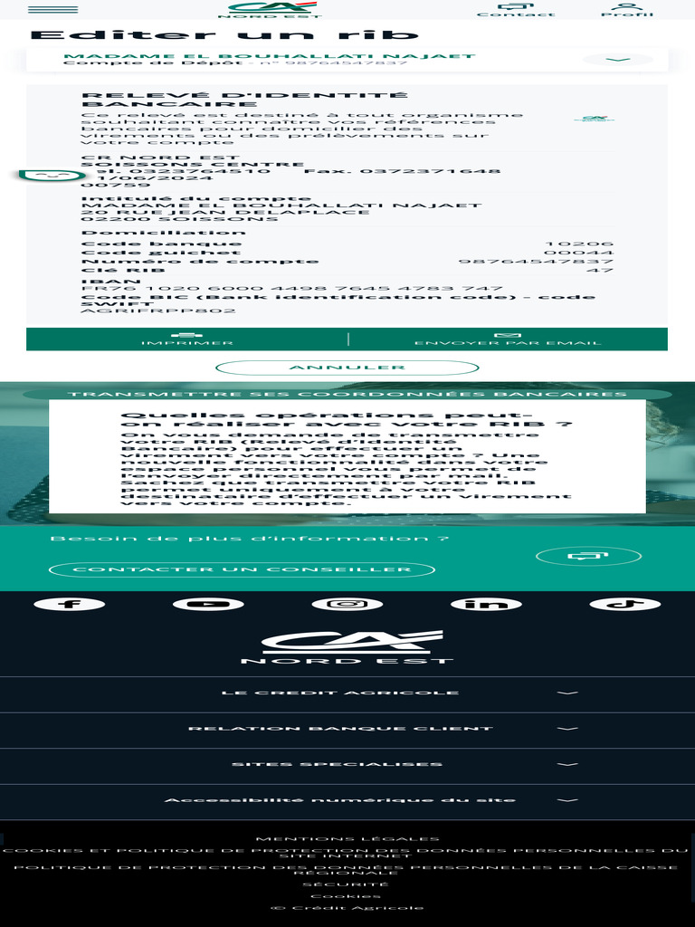 Editer Un RIB - Crédit Agricole Du Nord Est 3 | PDF