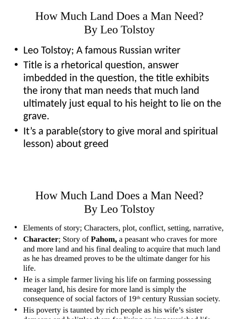 How Much Land Does A Man Need | PDF
