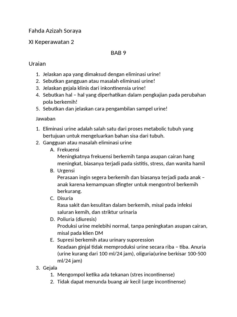 KDM Eliminasi Urine | PDF