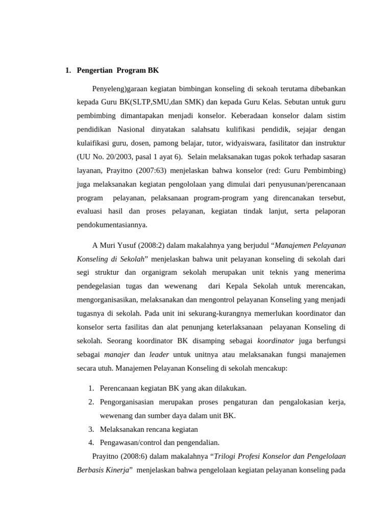 Pengertian Program BK | PDF