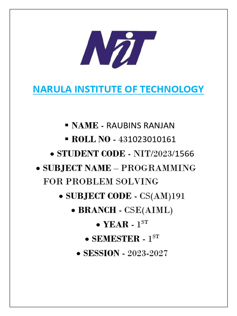 Front Page NIT PDF | PDF