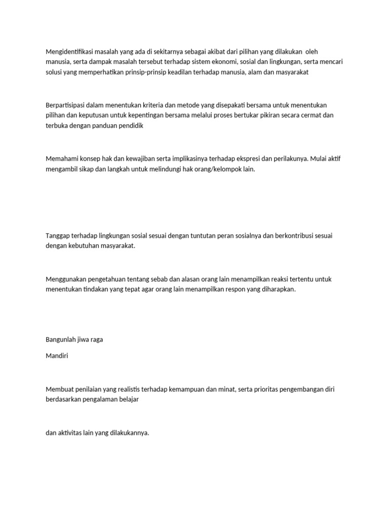 Mengidentifikasi Masalah Yang Ada Di Sekitarnya Sebagai Akibat Dari Pilihan Yang Dilakukan Oleh ...