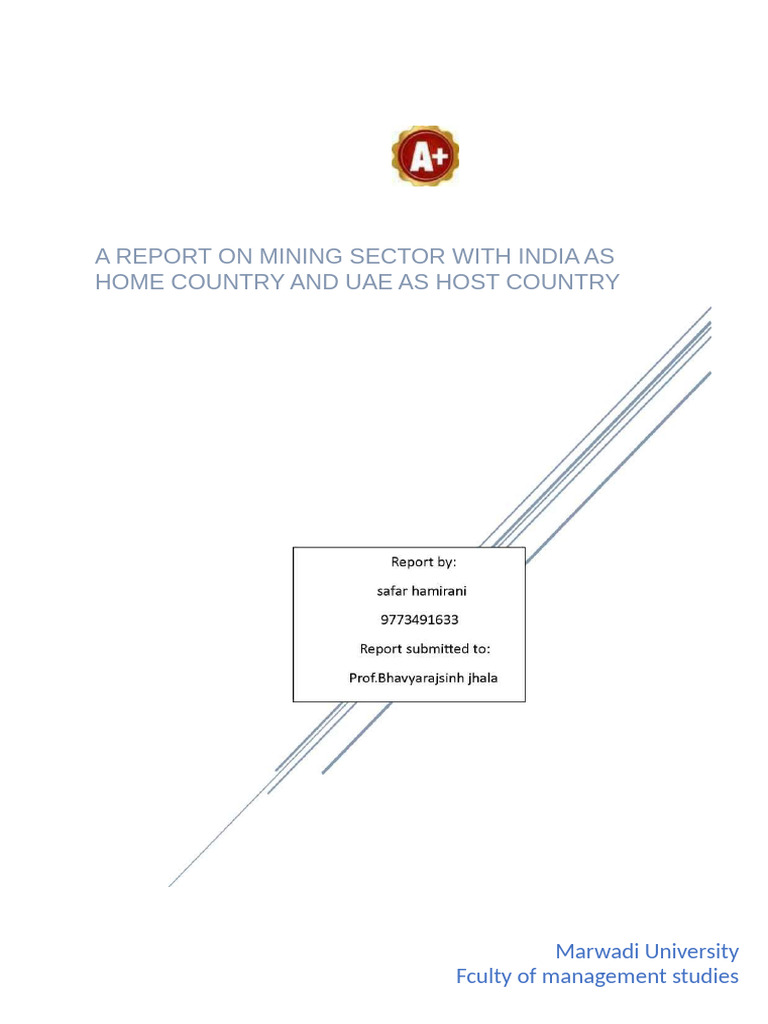A Report On Mining Sector With I | PDF