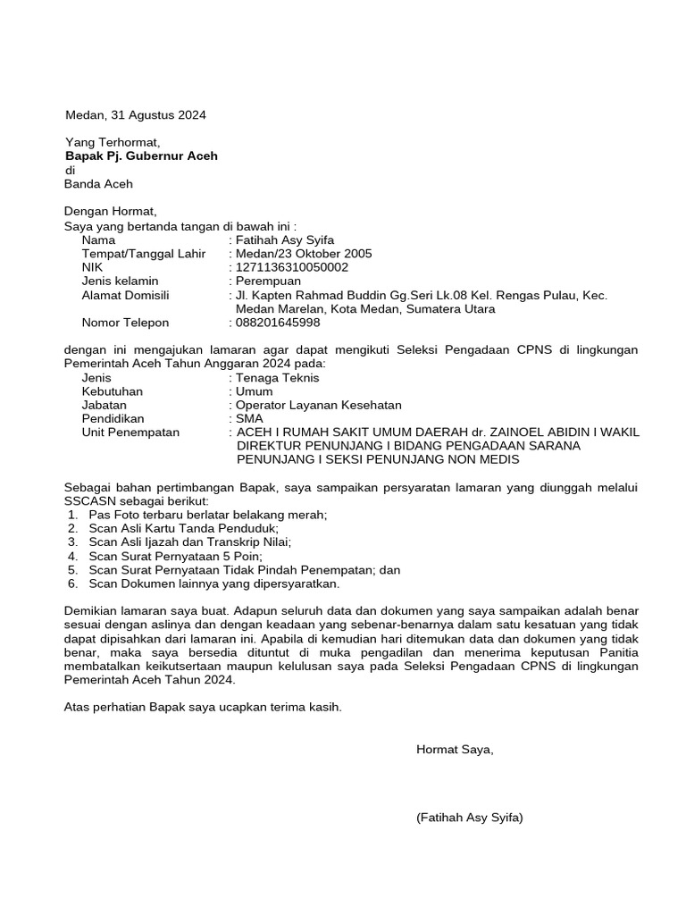 Format Surat Lamaran | PDF