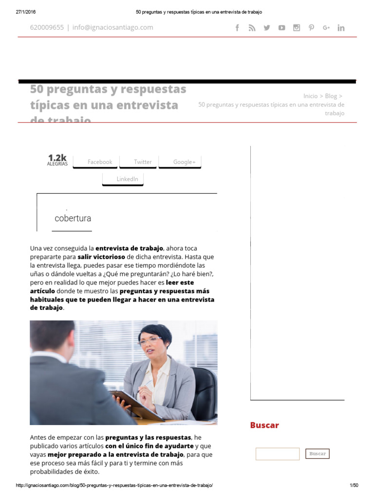 50 Preguntas y Respuestas Típicas en Una Entrevista de Trabajo ...