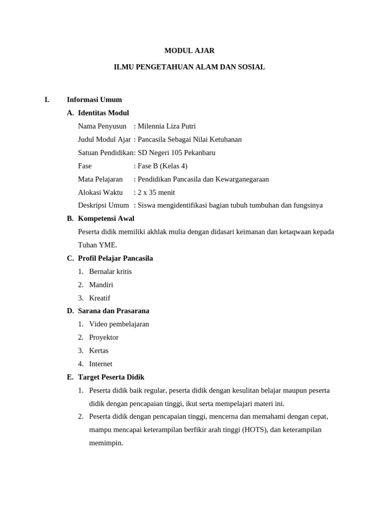 Modul Ajar Siklus 2 | PDF