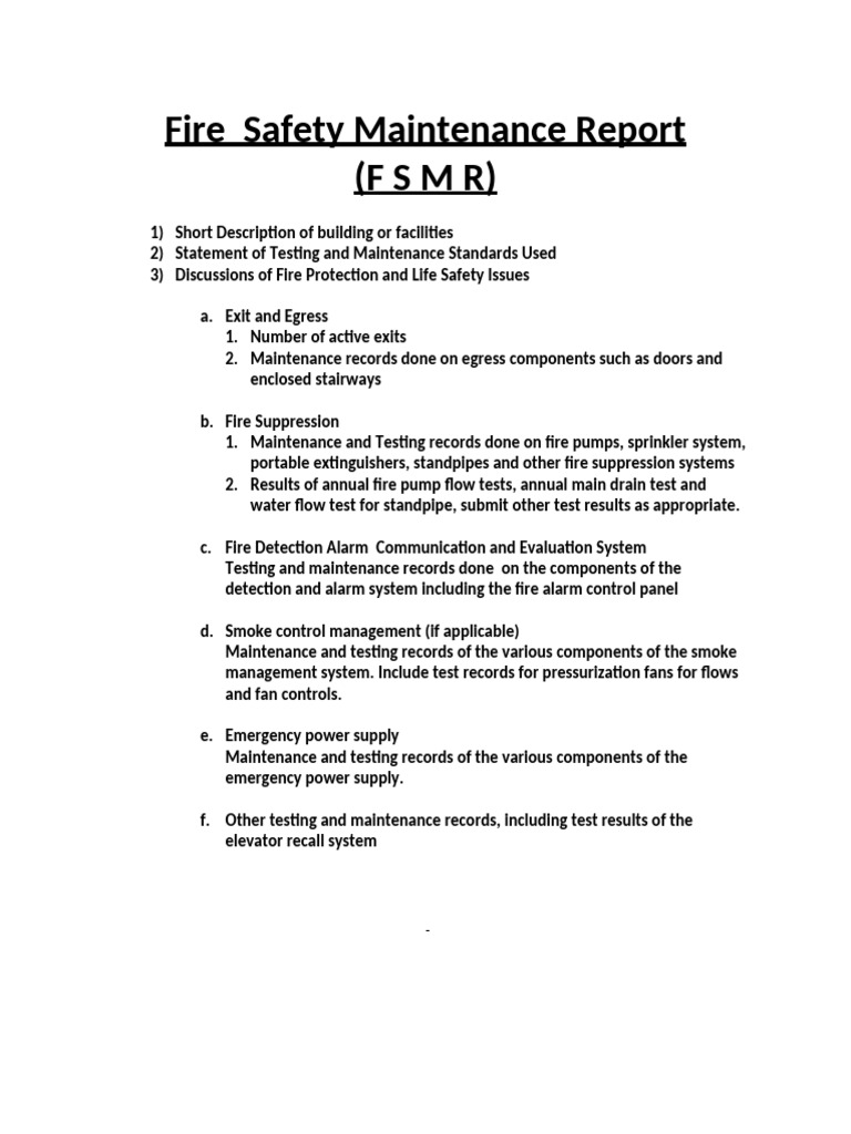 Fire Safety Maintenance Report | PDF