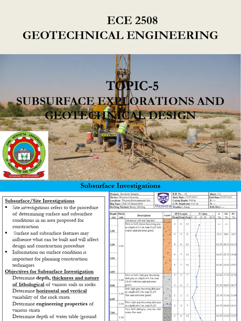 TOPIC-5 Subsurface Investigation and Geotechnical Design | PDF | Rock ...