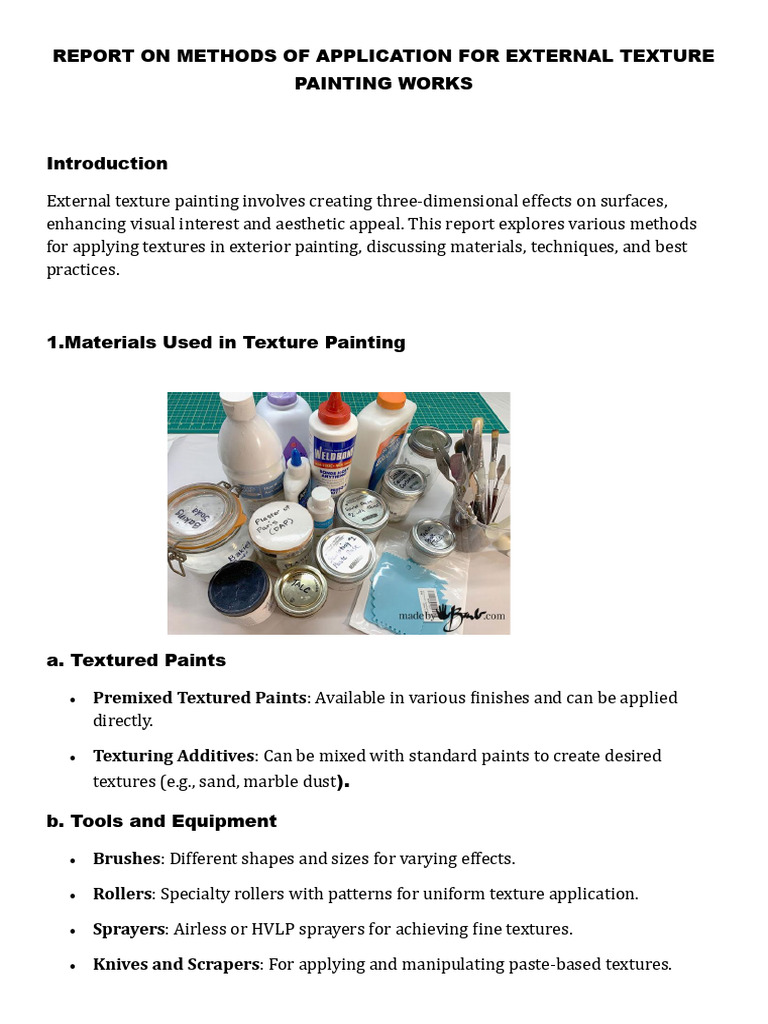 Report On Methods of Application For External Texture Painting Works | PDF
