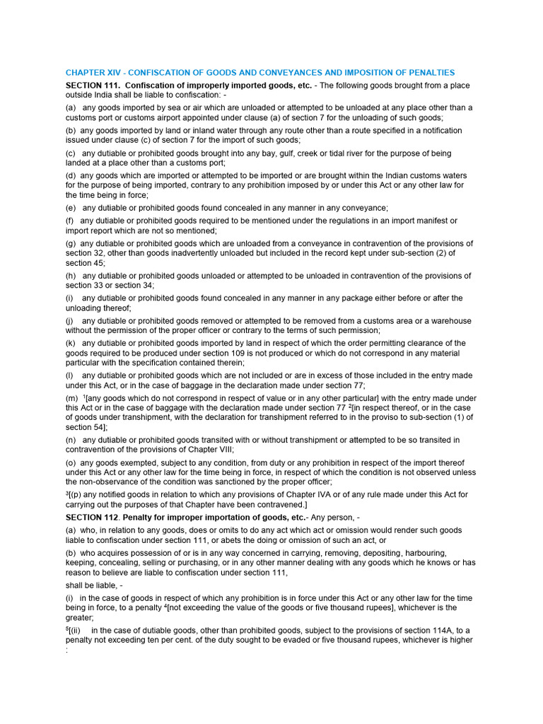 CHAPTER XIV Confiscation of Goods and Conveyances and Imposition of ...