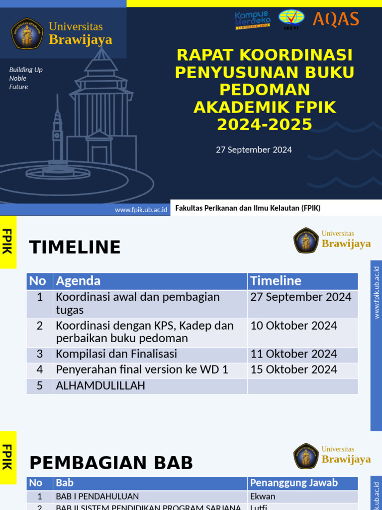 Rapat Koordinasi Penyusunan Buku Pedoman Akademik Fpik 2024-2025 | PDF