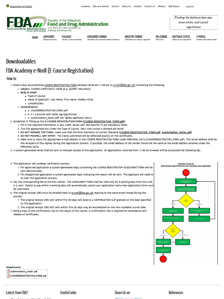 FDA Academy E Nroll E Course Registration | PDF