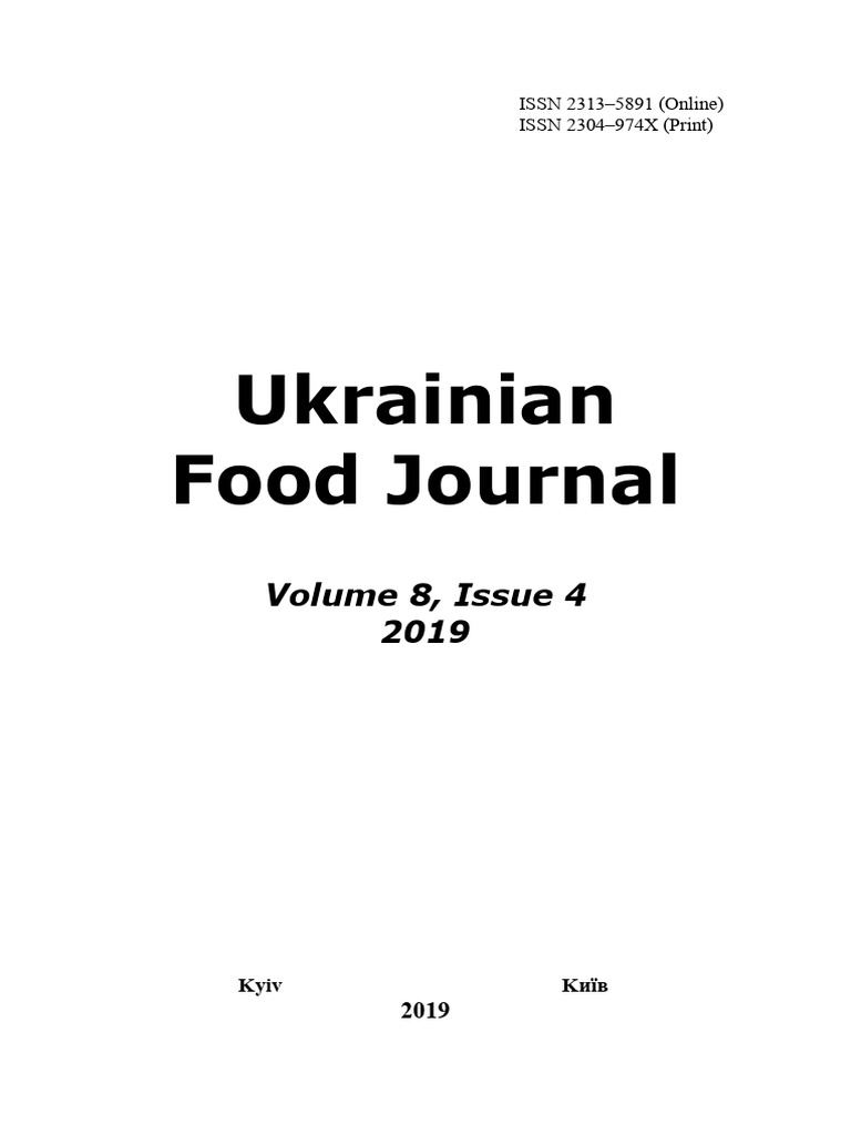 Ukrainian Food Journal 2019 v.8 Is.4 | PDF