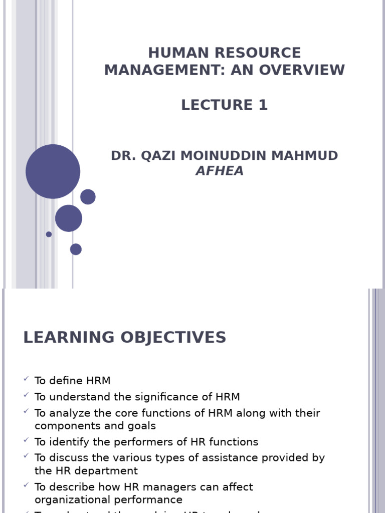 Overview of Human Resource Management | PDF | Human Resource Management ...