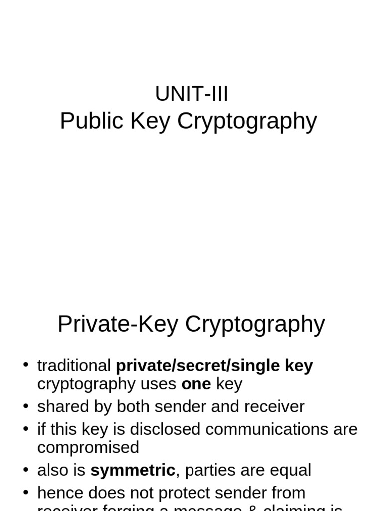 UNIT-III - Public Key Cryptography | PDF