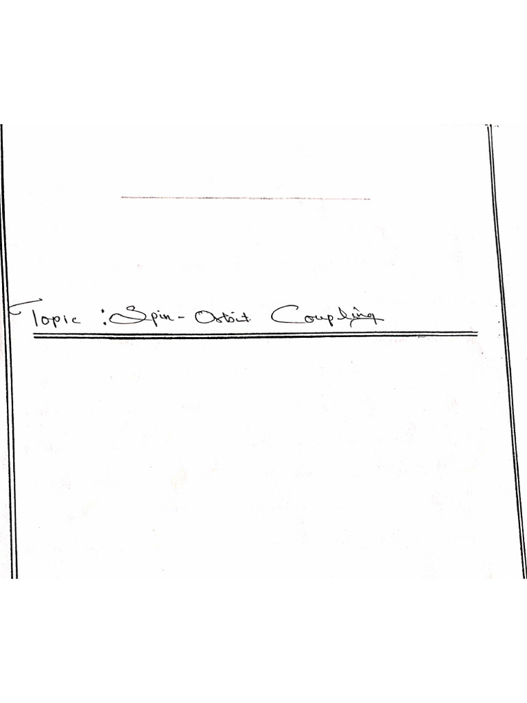 Spin Orbit Coupling | PDF